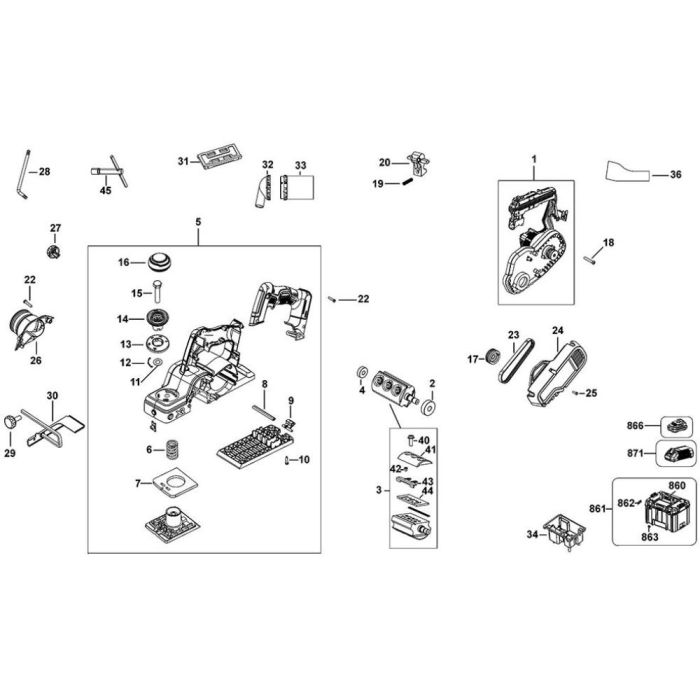 Main Assembly for DeWalt DCP580 Type 1 Planers | L&S Engineers