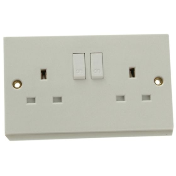 Double Switched Socket 13A by SMJ - PPSK2GSW | L&S Engineers