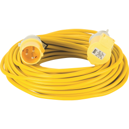 110V 25M Power Extension Cable - 16A, 1.5mm, VDE Certified in Yellow | L&S