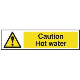 Warning Sign 'Hot Water' PVC 200x50mm Safety Label - Scan | L&S