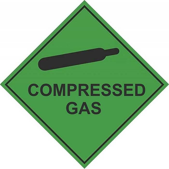 Compressed Gas Safety Diamond 200mm x 200mm Sticker | L&S Engineers