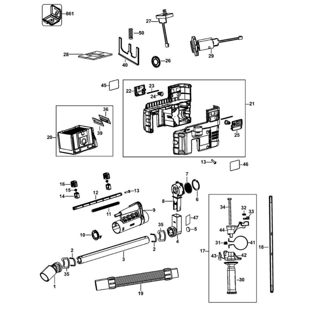 Main Assembly for DeWalt D25302DH Type 2 Dust Extraction Kit | L&S ...
