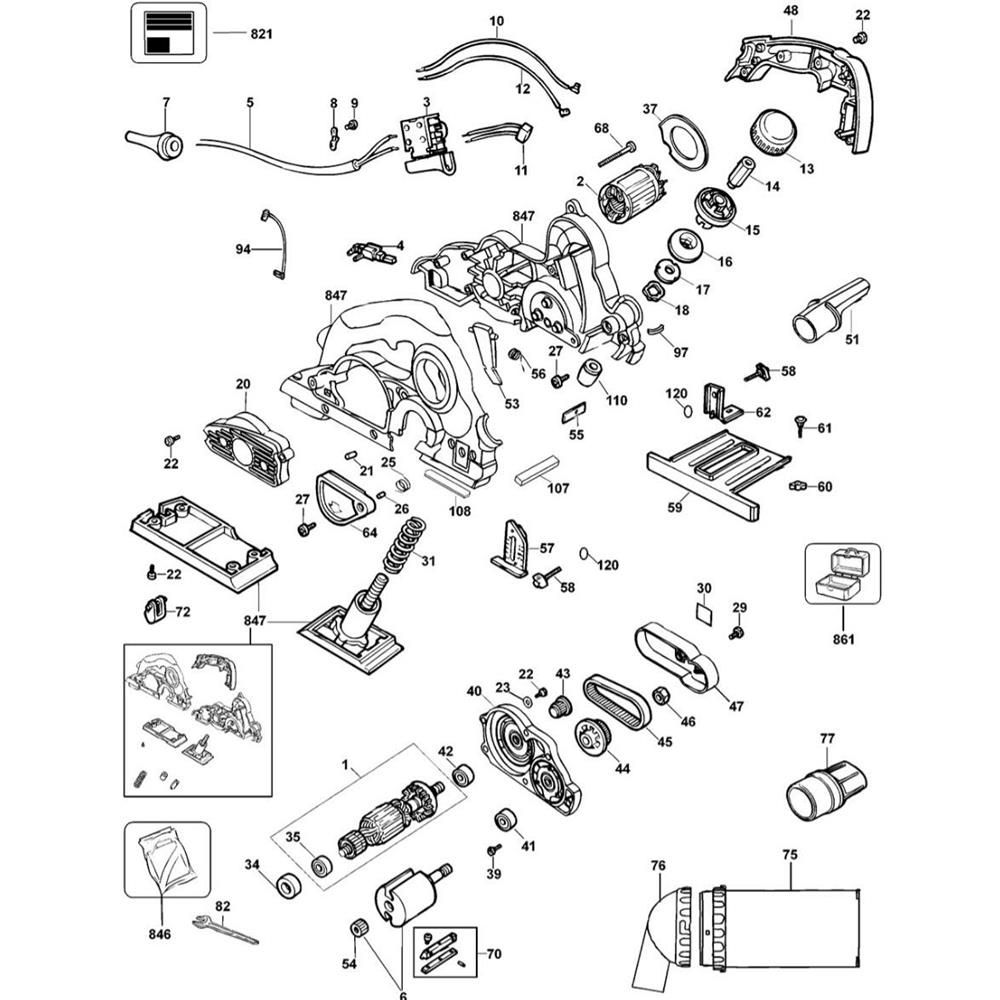 Main Assembly for DeWalt D26500 Type 1 Planers | L&S Engineers