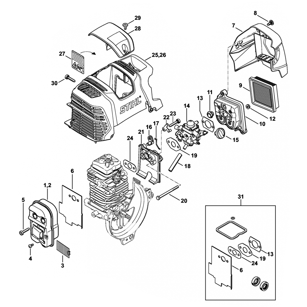 Stihl FS111 Muffler Air Filter Assembly for Brushcutters | L&S