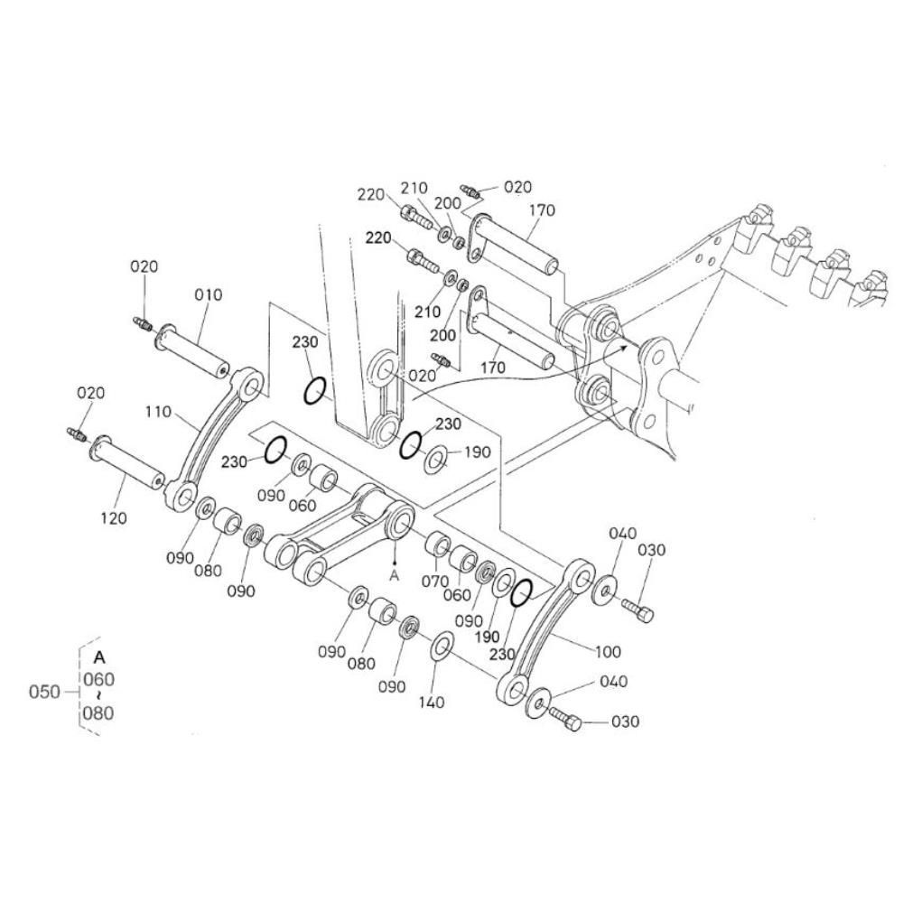 Dipper Arm/ Bucket Link Assembly for Kubota U50-3 Mini Excavator | L&S ...